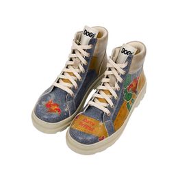 DOGO Damen Winterboots "Adriana Rain Waters My Soul Damen Stiefeletten, Adriana Brick In", Gr. 39blau, gelb, Lederimitat, Schuhe, Handgefertigt