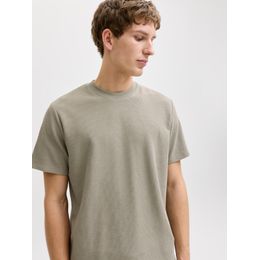 Jack & Jones JACK & JONES Herren Rundhalsshirt "JJEAUSTIN TEE SS NOOS"vetiver, Gr. S, unifarben, Single Jersey, Obermaterial: 58% Polyester, 40% Baumwolle, 2%
