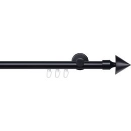 Gardinenstange Liedeco, L:200cm &Oslash;:2mm, schwarz, Eisen, Gardinenstangen, "Innenlaufgarnitur 20 mm Blues Kegel", Gardinenstange Komplett