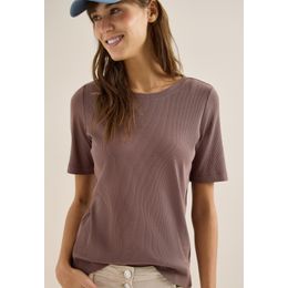 Cecil Damen T-Shirturban taupe, Gr. XXL, unifarben, Web, 95% Baumwolle, 5% Elasthan, Shirts, mit Rundhalsausschnitt