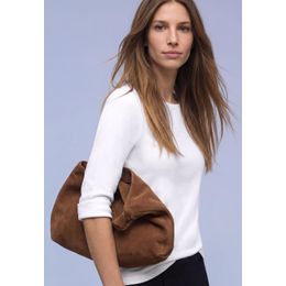 3/4-Arm-Shirt Street One, Damen, Gr. 40, wei&szlig;, Web, 100% Baumwolle, unifarben, normal h&uuml;ftlang, U-Boot-Ausschnitt, normaler Saum, Shirts 3/4-Arm-Shirt, aus reiner Baumwolle