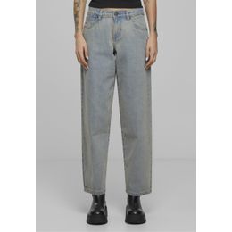 Urban Classics Damen Bequeme Jeans "Urban Classics Ladies Mid Waist 90 ́s Jeans"new light blau dirty washed, Gr. 29, unifarben, 100% Baumwolle, Jeans