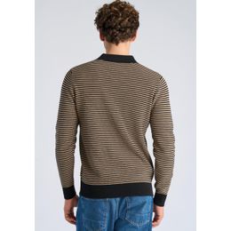 LINDBERGH Herren Strickpullover "Strickpullover Relaxed Fit", braun, Gr. M, gestreift, Obermaterial: 60% Baumwolle, 40% Polyester, Pullover