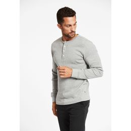 LINDBERGH Herren Langarmshirt "T-Shirt (Langarm) Slim Fit", grau, Gr. L, unifarben, Obermaterial: 100% Baumwolle, Shirts