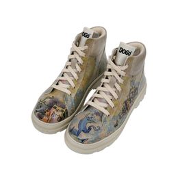 DOGO Damen Winterboots "Adriana Rain Waters My Soul Damen Stiefeletten, Adriana Brick In", Gr. 40gelb, blau, Lederimitat, Schuhe, Handgefertigt