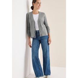Cecil Damen Cardigan, grau, Gr. XXL, unifarben, Web, 37% Baumwolle, 34% Polyacryl, 26% Polyester, 3% Elasthan, Strickjacken, aus Feinstrick