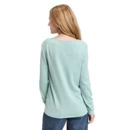 Tom Tailor Damen V-Ausschnitt-Pullover "Regular"blau haze, Gr. S, unifarben, Strick, Obermaterial: 60% Baumwolle, 40% Viskose, Pullover, mit