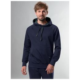 TRIGEMA Herren Kapuzensweatshirt "TRIGEMA Kapuzensweatshirt aus Biobaumwolle", blau, Gr. S, Single Jersey, 75% Baumwolle (Biobaumwolle kbA), 25%