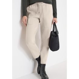 Cecil Damen Stoffhosegrain beige, Gr. XL, unifarben, Stoff, 50% Polyester, 43% Baumwolle, 7% Elasthan, Hosen, Elastikbund mit Tunnelzug