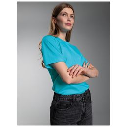 TRIGEMA Damen T-Shirt "TRIGEMA T-Shirt aus 100% Baumwolle", blau, Basic, Gr. XL, Single Jersey, 100% Baumwolle, Shirts