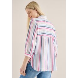 Cecil Damen Hemdblusebeetroot pink, Gr. XXL, gestreift, Stoff, 65% Polyester, 35% Viskose, Blusen, im Seersucker-Style mit Streifen