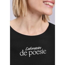 Street One Damen Print-Shirt, schwarz, Gr. 36, bedruckt, Web, 50% Baumwolle, 50% Modal, Shirts, mit Wording