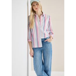 Cecil Damen Hemdblusebeetroot pink, Gr. XL, gestreift, Stoff, 65% Polyester, 35% Viskose, Blusen, im Seersucker-Style mit Streifen