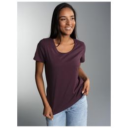 TRIGEMA Damen T-Shirt "TRIGEMA Damen T Shirt aus Biobaumwolle", lila, Basic, Gr. L, Single Jersey, 100% Baumwolle (Bio-Baumwolle kbA), Shirts