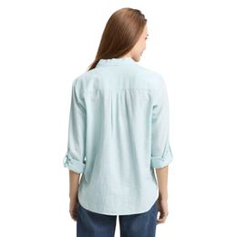 Tom Tailor Damen Langarmbluse "Regular", blau, Gr. 38, kariert, Web, Obermaterial: 100% Baumwolle, Blusen, mit Brusttaschen