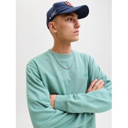 Jack & Jones JACK & JONES Herren Sweatshirt "JJEARCHIVE GRAPHIC SWEAT CREW NECK NOOS"mineral blau, Gr. S, bedruckt, angeraute Sweatware, Obermaterial: 80%