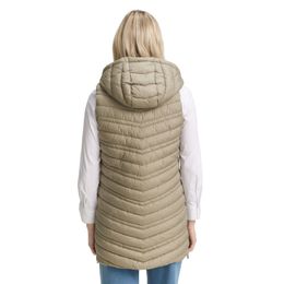 Tom Tailor Damen Steppweste, gr&uuml;n, Gr. M, Strukturmuster, Steppware, Obermaterial: 100% Polyester. Futter: 100% Polyester, Westen, mit Kapuze