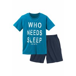 Jungen Pyjama, AUTHENTIC LE JOGGER, Gr. 122, bunt, Jersey, Obermaterial: 100% Baumwolle, bedruckt, Basic, Homewear-Sets, Schlafanzug mit Spruch "Who
