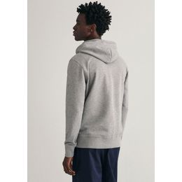 Gant Herren Kapuzensweatjacke "REG SHIELD FULL ZIP HOODIE", grau, Gr. XXL, Sweatware, Obermaterial: 87% Baumwolle, 13% Polyester, Sweatjacken, mit