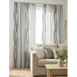 Vorhang WIRTH, B:145cm H:180cm, grau, Polyester, Wohnzimmer, Gardinen, "Brooklyn"