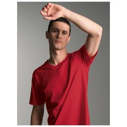 TRIGEMA Herren T-Shirt "TRIGEMA V-Shirt DELUXE", braun, Basic, Gr. M, Single Jersey, 50% Baumwolle, 50% Polyester, Shirts