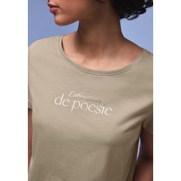 Street One Damen Print-Shirt, beige, Gr. 40, bedruckt, Web, 50% Baumwolle, 50% Modal, Shirts, mit Wording