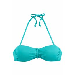 Buffalo Damen Bandeau-Bikini-Top "Happy", blau, Gr. 34, unifarben, Microfaser, Polyamid, Tactel, Bikini-Oberteile, mit geflochtenem Detail