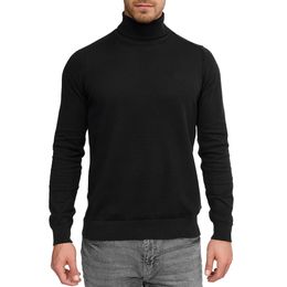 INDICODE Herren Rollkragenpullover "Van Paul", schwarz, Gr. S, unifarben, Strick, Obermaterial: 80% Baumwolle, 20% Polyamid, Pullover
