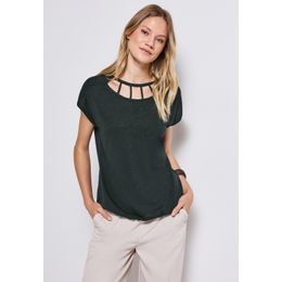 Street One Damen T-Shirt, gr&uuml;n, Gr. 42, unifarben, Stoff, 80% Polyester, 20% Viskose, Shirts, aus elastischem Materialmix