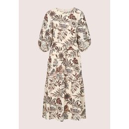 Madeleine Mode MADELEINE Damen Midikleid "Druckkleid Viskosekleid mit floralem Design", wei&szlig;, Modern, Gr. 38, Obermaterial: 100% Viskose CV., Kleider, Gestufter Rock