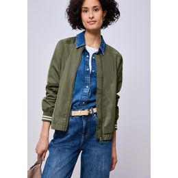 Street One Damen Blouson, gr&uuml;n, Gr. 36, unifarben, Stoff, 100% Polyester, Jacken, mit College-Style Details