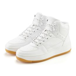 ELBSAND Damen Sneaker "Freizeitschuh, Halbschuh, High Top Sneaker, Turnschuh, Schn&uuml;rschuh", Gr. 42, wei&szlig;, Obermaterial: 100% Lederimitat. Decksohle: