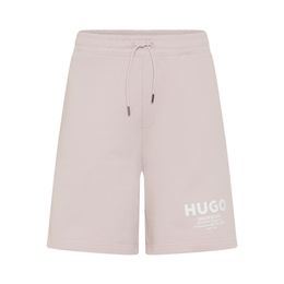 Sweatshorts HUGO BLUE "Nomario", Herren, Gr. L, N-Gr, light, pastel lila535, Sweatware, Obermaterial: 100% Baumwolle, regular fit kniefrei, Hosen Sweatshorts, mit gro&szlig;em Druck