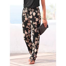 Lascana Damen Strandhose "aus luftig leichter Viskose", bunt, Gr. 38, bedruckt, Jersey, Obermaterial: 100% Viskose, Hosen, mit floralem Alloverdruck,