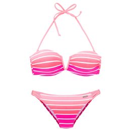 Venice Beach Damen Bandeau-Bikini, pink, Gr. 38, Farbverlauf, Polyamid, Bikini-Sets, mit herausnehmbaren Cups, abnehmbare Tr&auml;ger, mit seitlichen