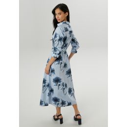 Damen Blusenkleid, wei&szlig;, Gr. 44, Aniston SELECTED, gebl&uuml;mt, gemustert, gestreift, Web, Obermaterial: 100% Baumwolle, Kleider, mit fantasievollem