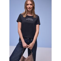 Street One Damen Print-Shirt, schwarz, Gr. 36, bedruckt, Web, 50% Baumwolle, 50% Modal, Shirts, mit Wording