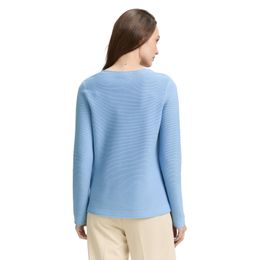 Tom Tailor Damen Rundhalspullover "Regular", blau, Gr. XXL, unifarben, Strick, Obermaterial: 100% Baumwolle, Pullover, aus Rippstrick
