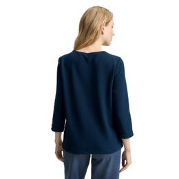 Tom Tailor Damen Langarmshirt "Loose"sky captain blau, Gr. S, unifarben, Single Jersey, Obermaterial: 75% Baumwolle, 20% Polyester, 5% Elasthan,