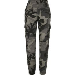 Urban Classics Damen Cargohose "Urban Classics Damen Ladies High Waist Camo Cargo Pants", grau, Gr. 26, 98% Baumwolle, 2% Elasthan, Hosen