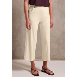 Damen Culotte, beige, Gr. 42, STREET ONE STUDIO, unifarben, Jersey, 95% Viskose, 5% Elasthan, Hosen, High Waist