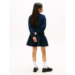 Tommy Hilfiger M&auml;dchen Jerseykleid "FESTIVE STUD HWK DRESS LS"schwarz night navy, Gr. 6, gemustert, gepunktet, Web, Obermaterial: 65% Baumwolle, 35%