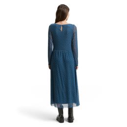 Tom Tailor Damen Meshkleid "Regular midi", blau, Gr. 40, bedruckt, Web, Obermaterial: 90% Polyester, 10% Elasthan. Futter: 100% Polyester, Kleider,