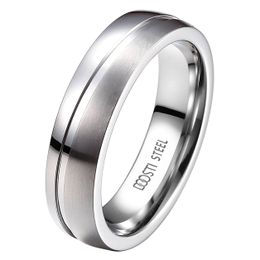DOOSTI Damen Trauring "Schmuck Geschenk Edelstahl Trauring Ehering Partnerring LIEBE", 64, ohne Zirkonia, Edelstahl, 6mm, silber, Edelstahl,