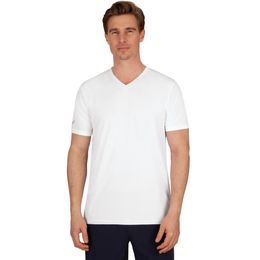 TRIGEMA Herren T-Shirt "TRIGEMA V-Shirt COOLMAX", wei&szlig;, Gr. L, Trikot, 100% Polyester (recycelt), Shirts
