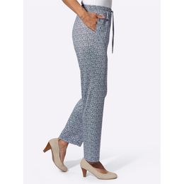 Classic Basics Damen Schlupfhose, blau, Gr. 46, gebl&uuml;mt, gemustert, mehrfarbig, 100% Polyester, Hosen