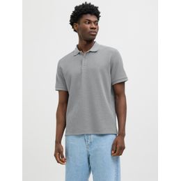 Jack & Jones Poloshirt JACK & JONES "JJEAUSTIN POLO SS NOOS", Herren, Gr. S, grau (ultimate grau detail:classic), Jersey, Obermaterial: 58% Polyester, 40% Baumwolle, 2% Elasthan, unifarben, regular fit normal, ohne Ausschnitt, gerader Abschluss, Shirts, Materialmix, regular fit