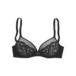 Lascana Damen B&uuml;gel-BH "Flora", Gr. 90, schwarz, Spitze, Obermaterial: 94% Polyamid, 6% Elasthan, BHs, mit feiner Spitze und edlem Glitzeraccessoire,