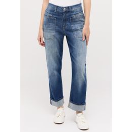 Angels Damen Relax-fit-Jeans "LIBERTA TURN UP", blau, Gr. 46, Denim/Jeans, Obermaterial: 78% Baumwolle, 20% Polyester, 2% Elasthan, Jeans, Relaxed