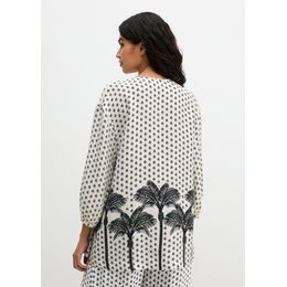 Marc O'Polo MARC O'POLO Damen Schlupfbluse "Palm Geo Print", schwarz-wei&szlig;, Gr. S, Web, Obermaterial: 100% Viskose, Blusen, mit Palmen-Print, vorn zum Binden